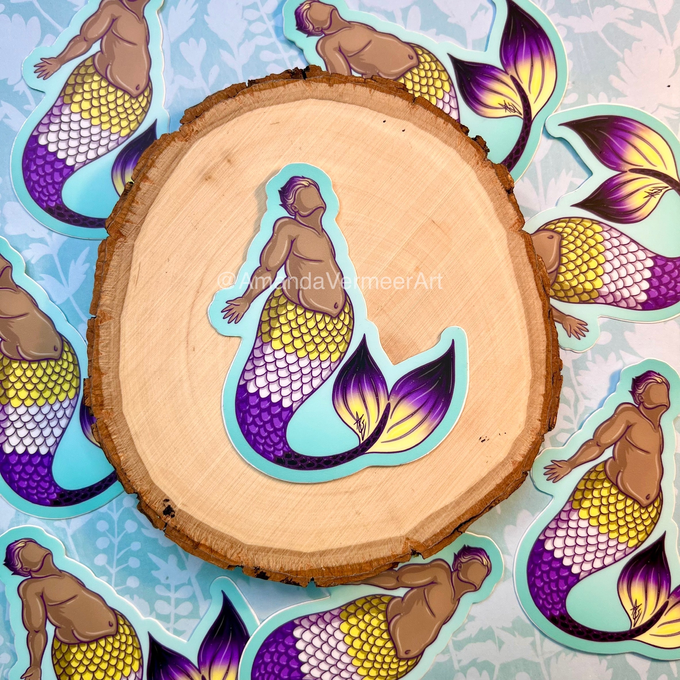 Non-Binary Pride Flag Curvy Masc Merfolk Sticker, 3”x3” – Amanda ...