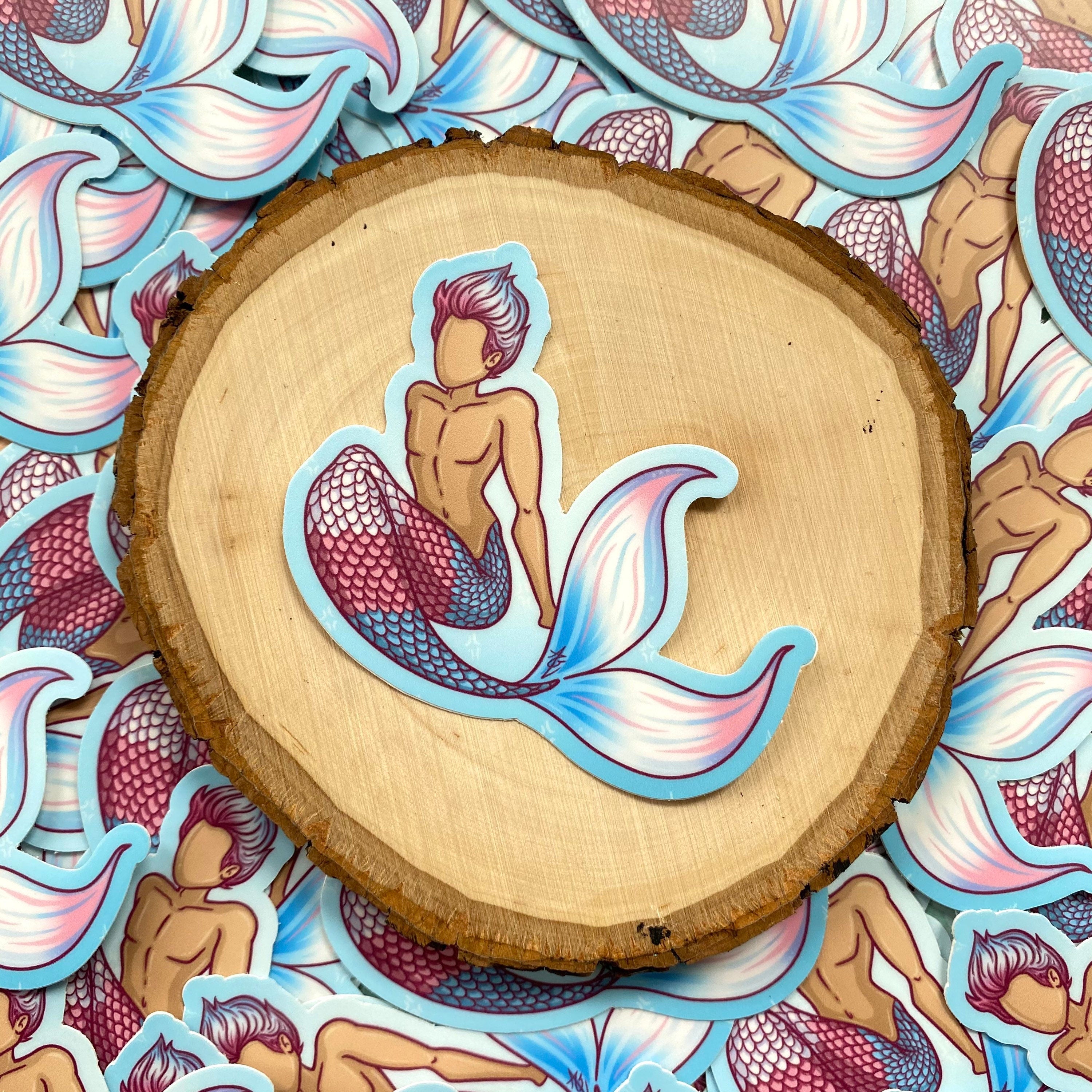 Transgender Pride Flag Masc Merfolk Sticker, 3”x3” – Amanda Vermeer Art